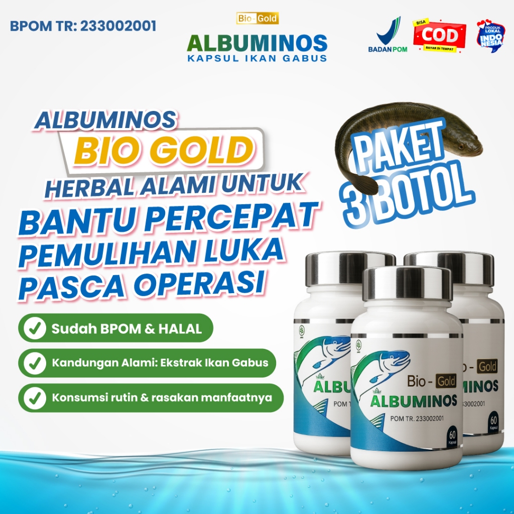 Jual Albuminos Kapsul Ikan Gabus 500mg - Bantu Sembuhkan Luka Jahitan ...