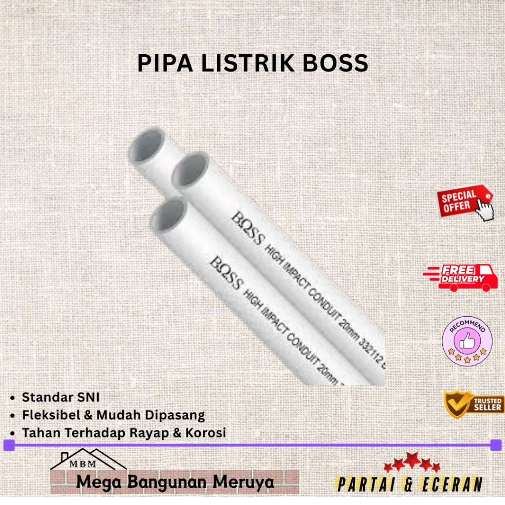 Jual Pipa Conduit Boss / Pipa Listrik Boss / Pipa Boss 20mm | Shopee ...