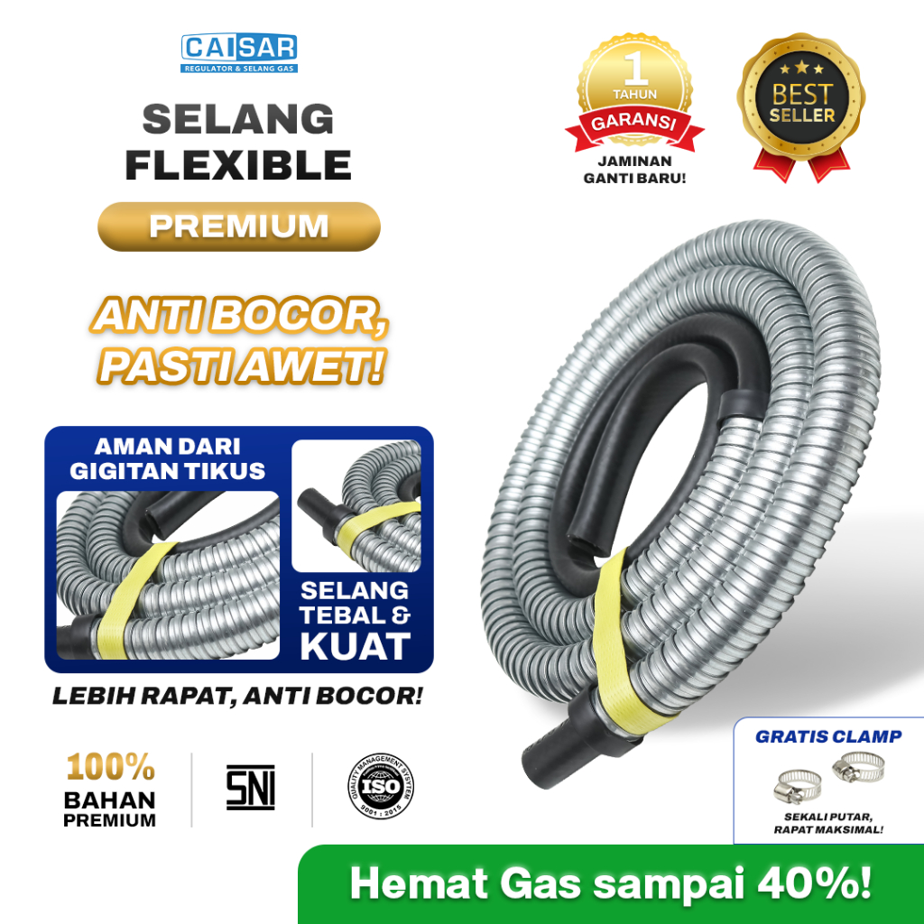 Jual CAISAR - Selang Gas 1,8 Meter Flexible Premium Stainless Steel ...