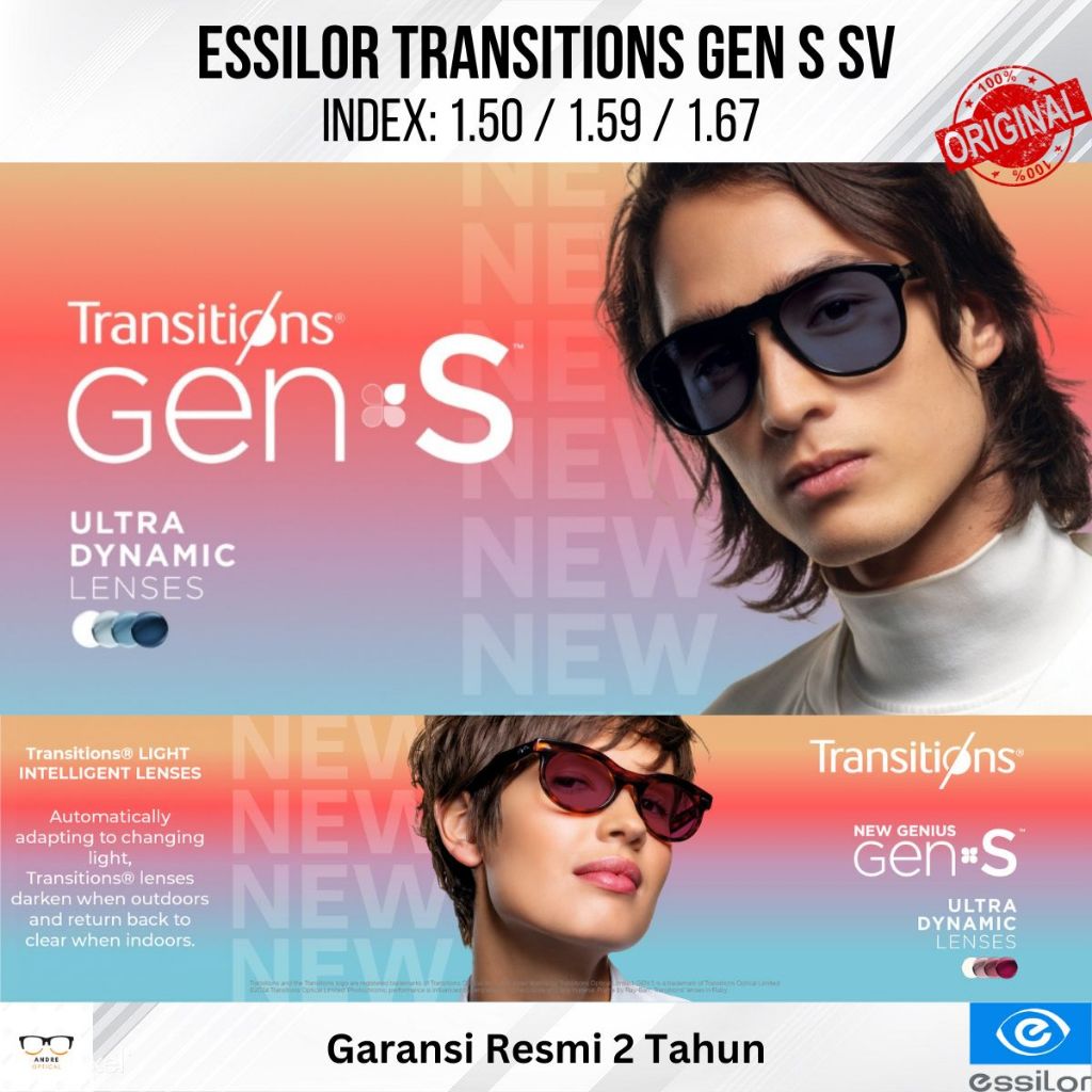 Jual Lensa Kacamata Photochromic Essilor Transitions Signature Gen S SV ...