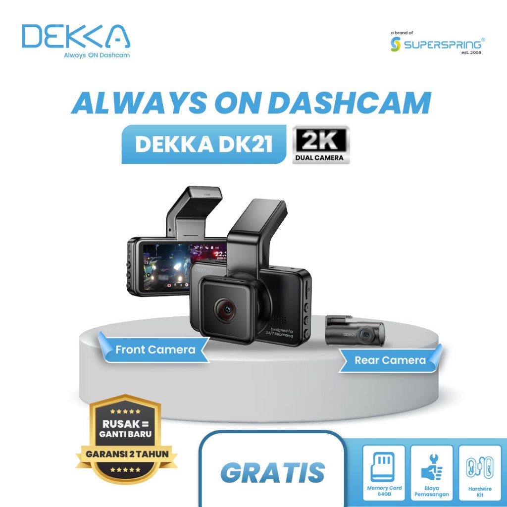 Jual DEKKA Dashcam Mobil 2K Kamera Depan Belakang Dual Cam WiFi GPS ...