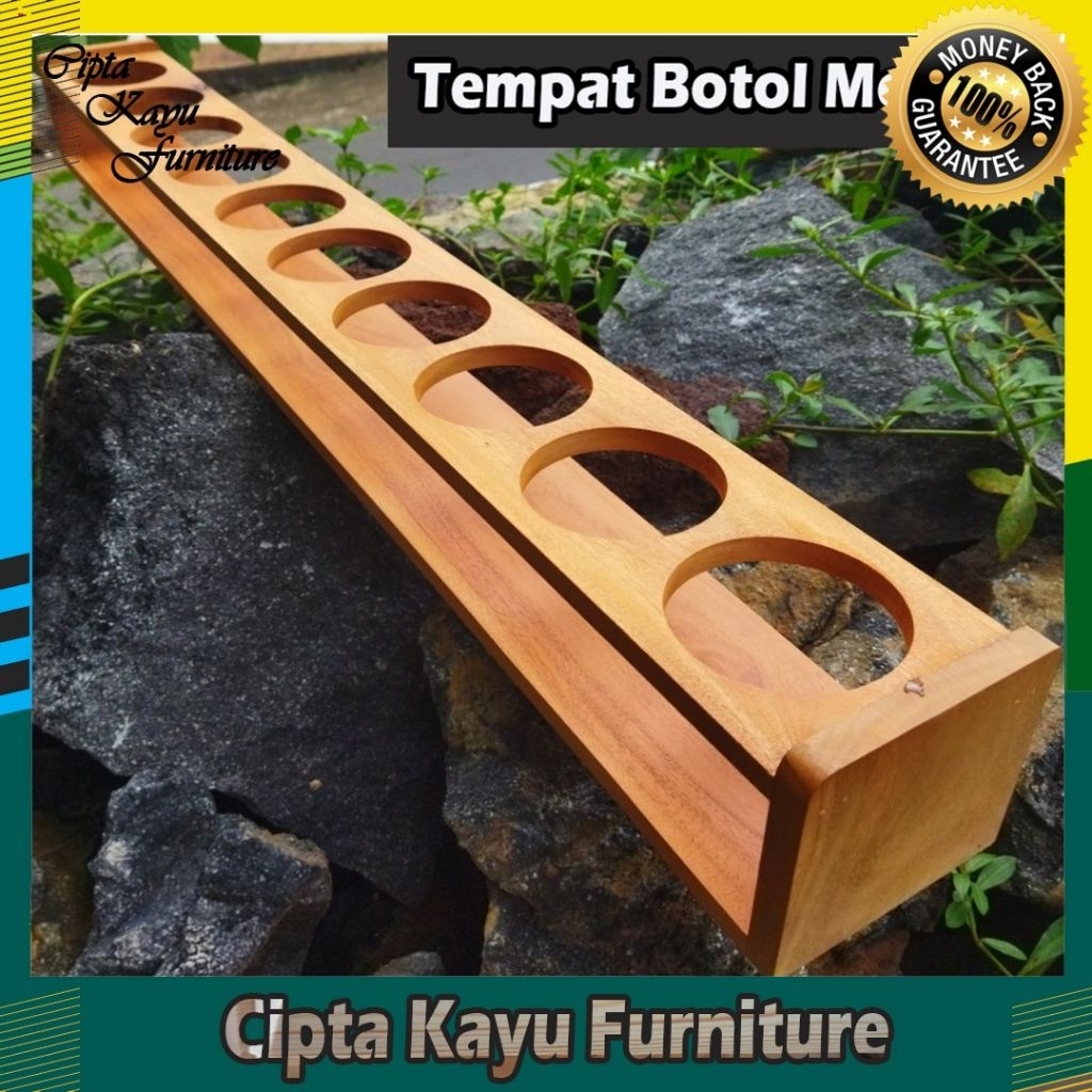Jual rak botol kayu tempat syrup saos kecap big size wooden rack wine ...