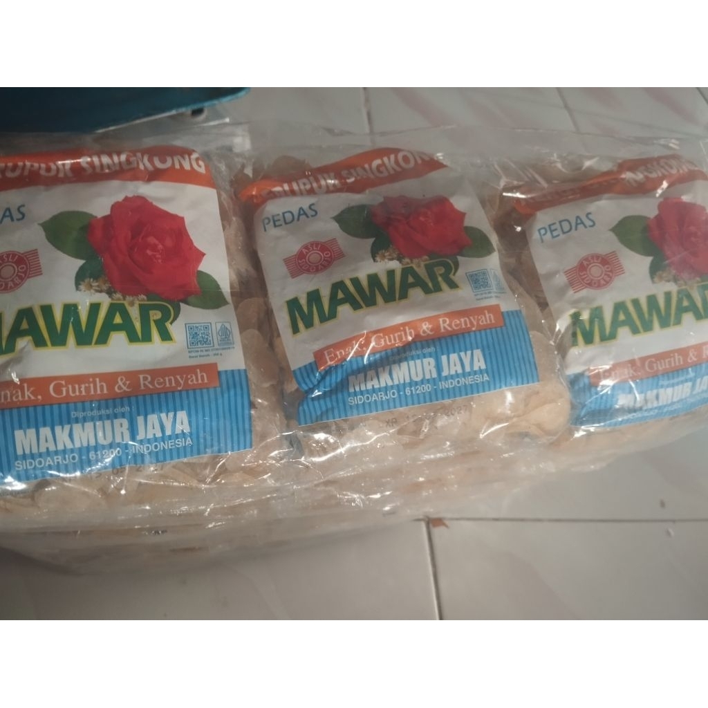 Jual Kerupuk Singkong cap mawar Pedas kemasan 500g | Shopee Indonesia