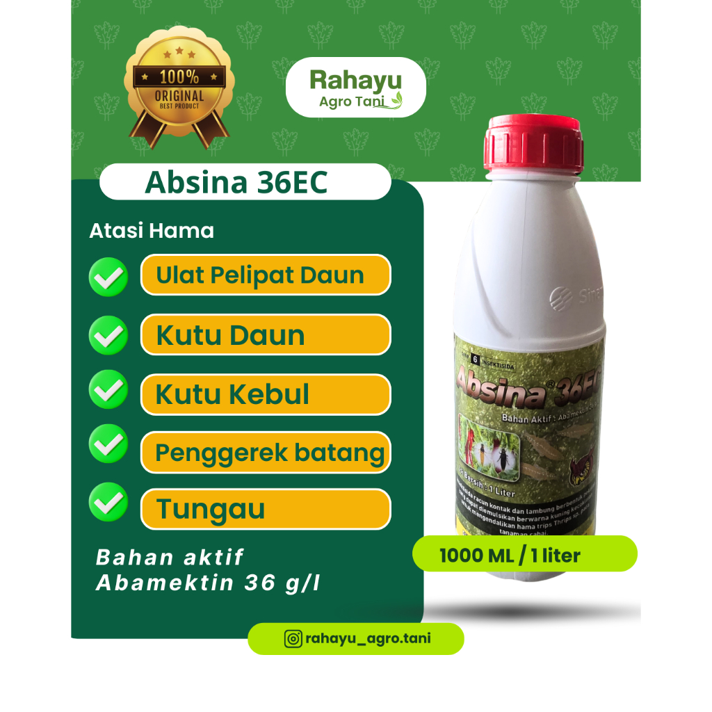 Jual Absina 1 Liter | Insektisida kontak dan lambung | Mengendalikan ...