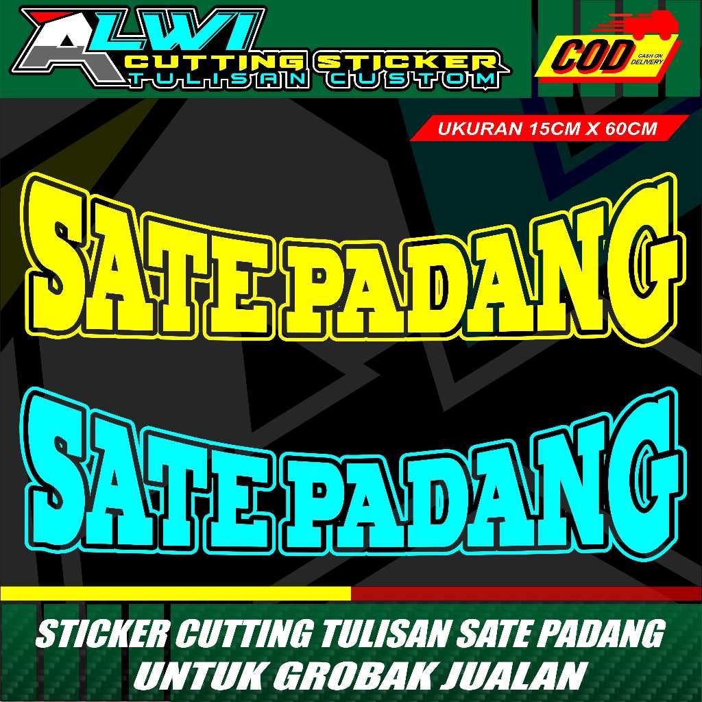 Jual STIKER CUTING TEMPEL BAHAN SKOTLET TULISAN SATE PADANG,BUAT PLANG ...