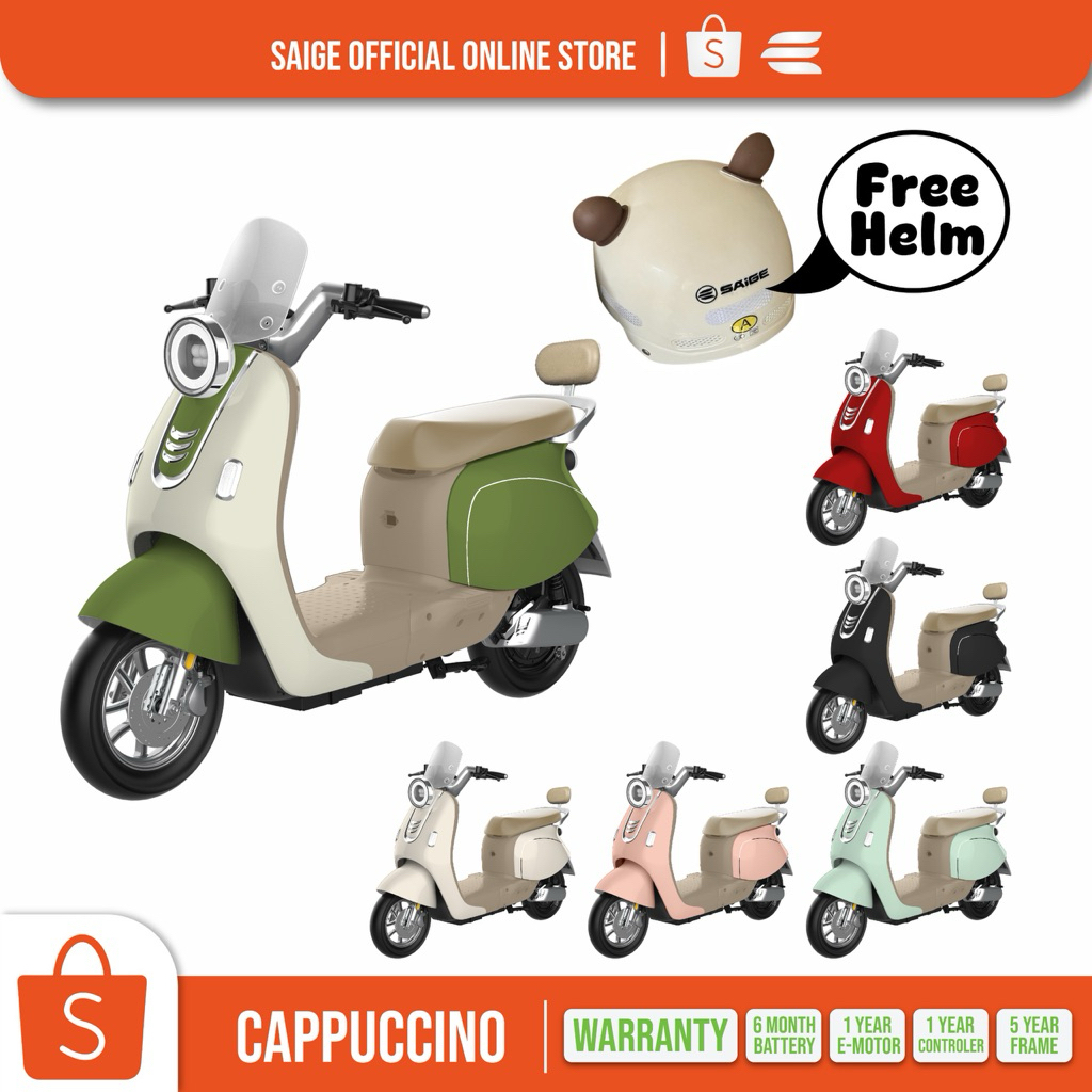 Jual SEPEDA LISTRIK RODA 2 | NEW SAIGE CAPPUCINO | Shopee Indonesia
