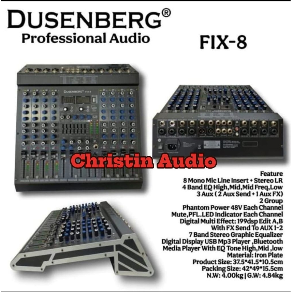Jual Mixer Audio Dusenbreg Fix 8 10 Channel USB Bluetooth 199 DSP Efek ...