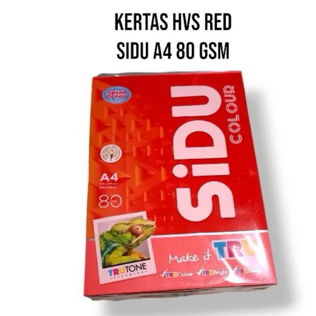 Jual KERTAS HVS A4 SIDU 80GSM WARNA MERAH (1 RIM ISI 500 LEMBAR ...