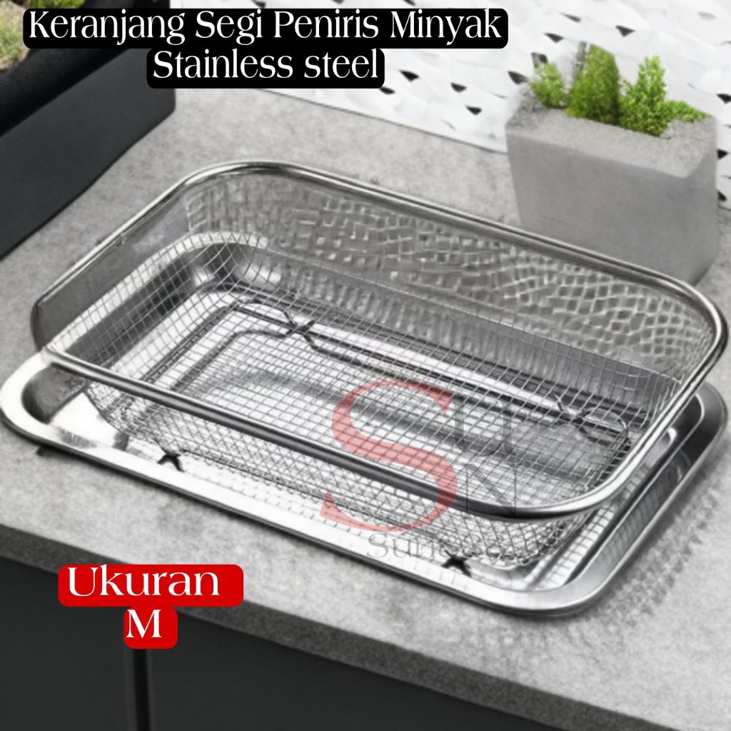 Jual 32 CM Alat Saringan Segi Peniris Minyak Gorengan Keranjang Tinggi ...