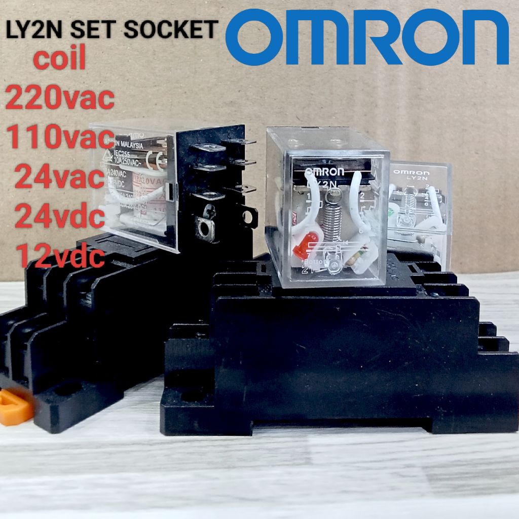 Jual Omron relay ly2n ly2 24vdc 10ampere 8pin original set socket ...