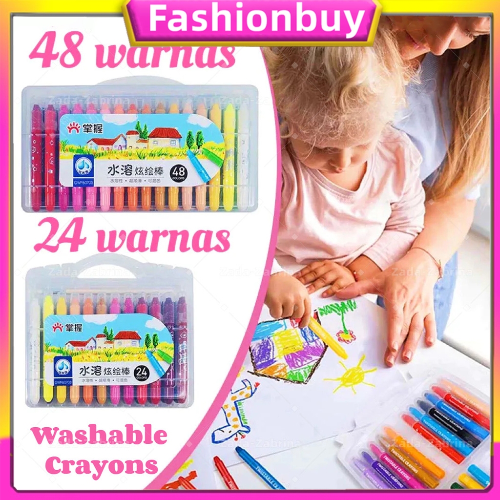 Jual Grasp Crayon Set 48 Warna Mata Sedang Silky Crayon Water Soluble ...