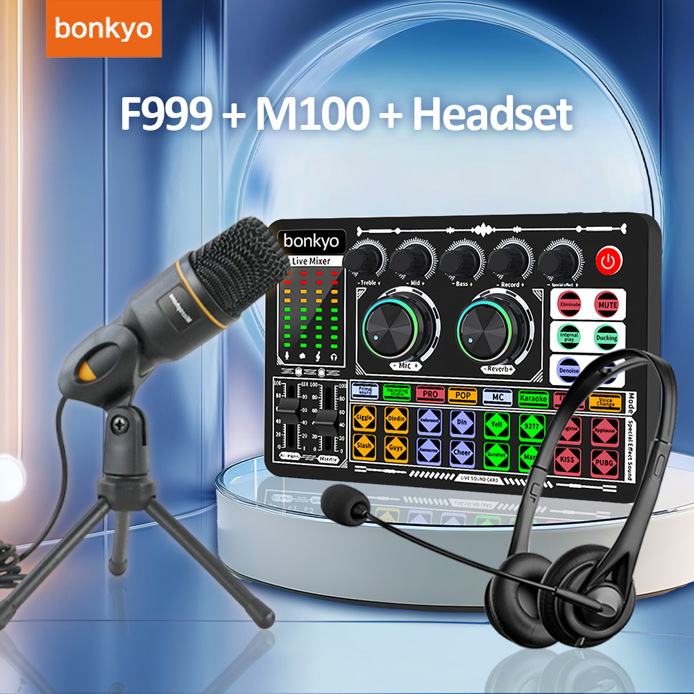 Jual Bonkyo Pro Live Streaming Bundle: Soundcard F999 + M100 Condenser ...