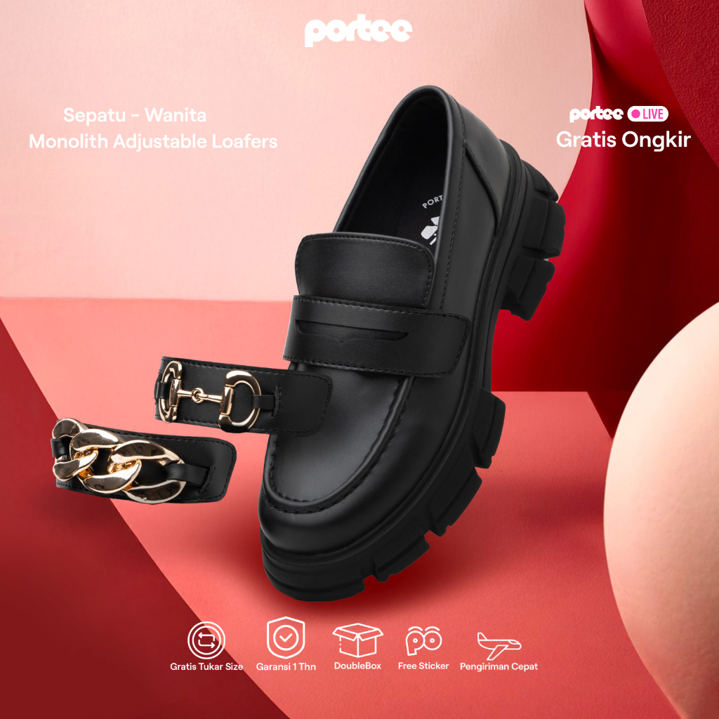 Jual Sepatu Wanita Portee Goods Monolith Adjustable Loafers Hitam ...