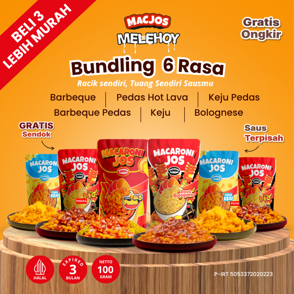 Jual MACJOS Makaroni Melehoy - Isi 100gr Cemilan Makaroni Murah ...