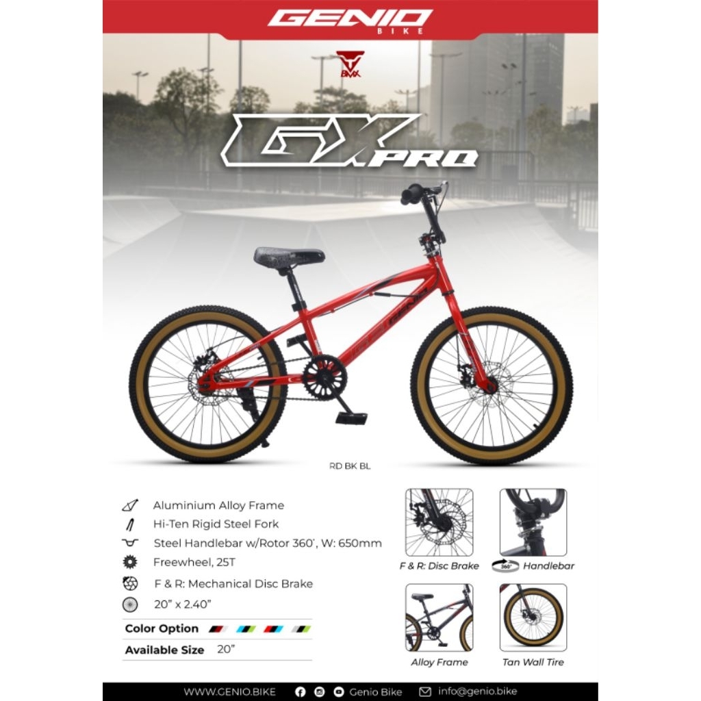 Jual Sepeda bmx 20" GENIO GXpro sepeda anak laki laki sepeda bmx 20 inchi genio GX pro by united ...