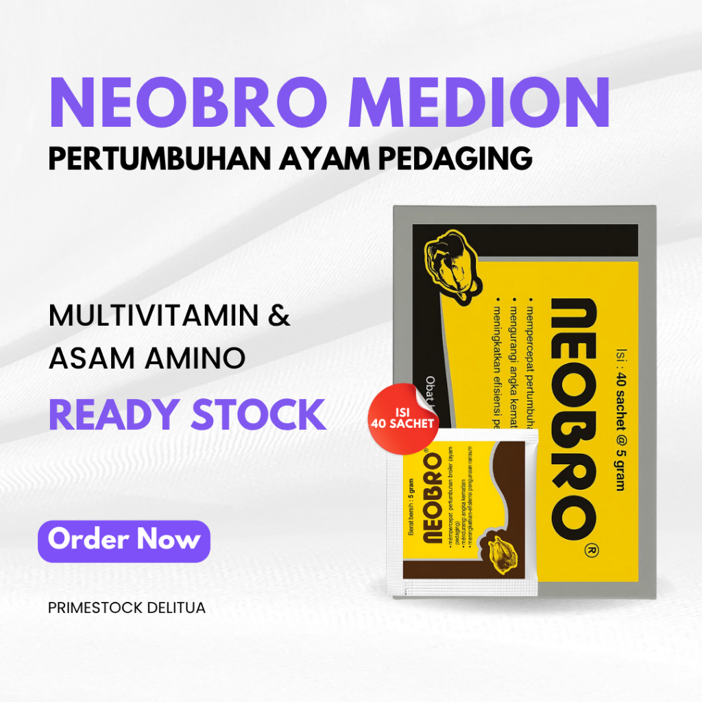 Jual Neobro 5g x 40 Sachet Medion: Suplemen Pertumbuhan Ayam Pedaging ...