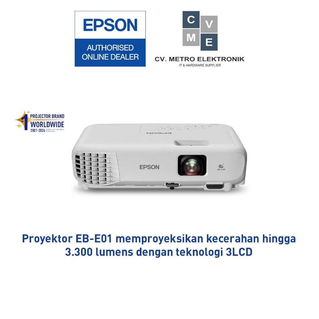 Jual PROYEKTOR EPSON EB-E01 EBE01 EB E01 XGA 3300 LUMENS ORIGINAL 3LCD PENDAMPING E500 EB-E500 ...