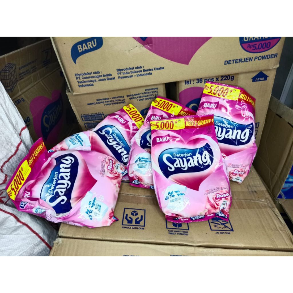 Jual Detergent sayang bubug/powder 220g 1 karton isi 36pcs | Shopee ...