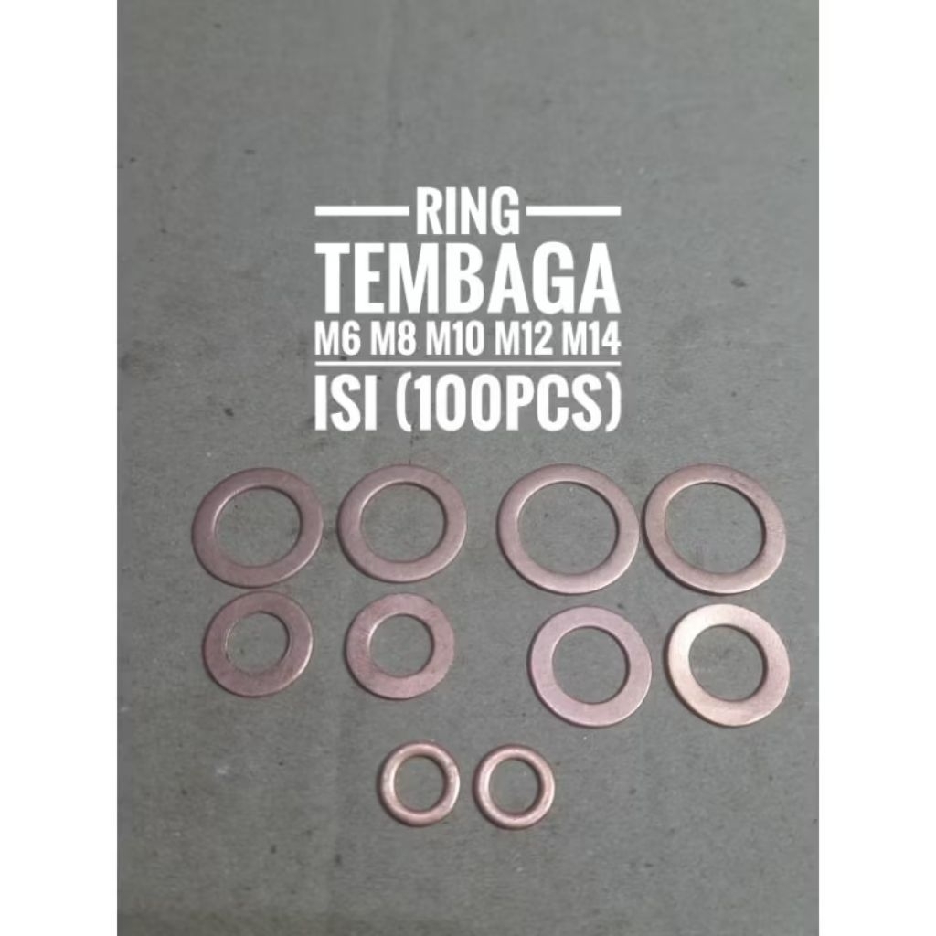 Jual ring oli tembaga m6-m8-m10-m12-m14 paket (100pcs) | Shopee Indonesia
