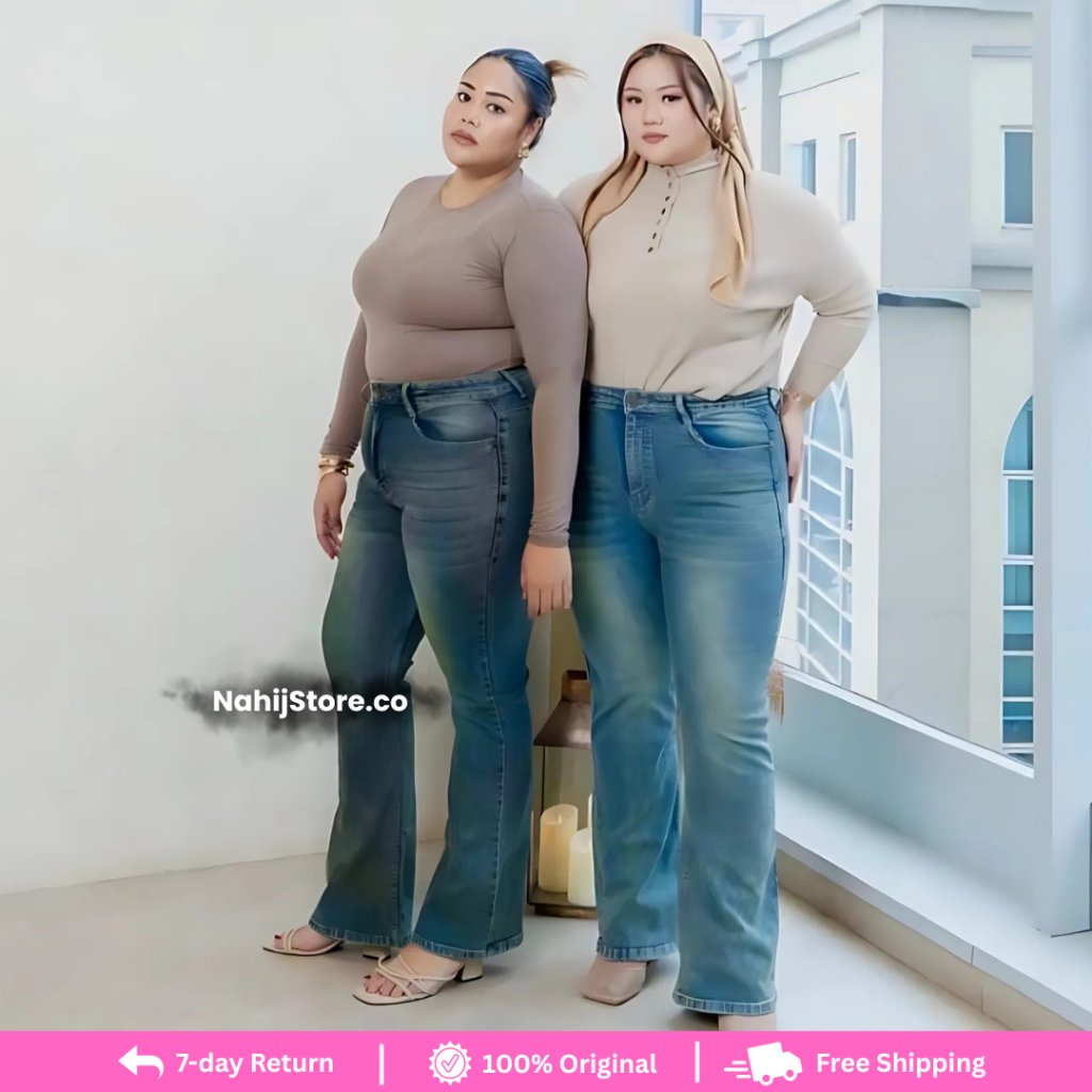 Jual HW Cutbray Jeans Retro Whisker Wanita Jumbo Big Size 35-38 / 39-42 ...