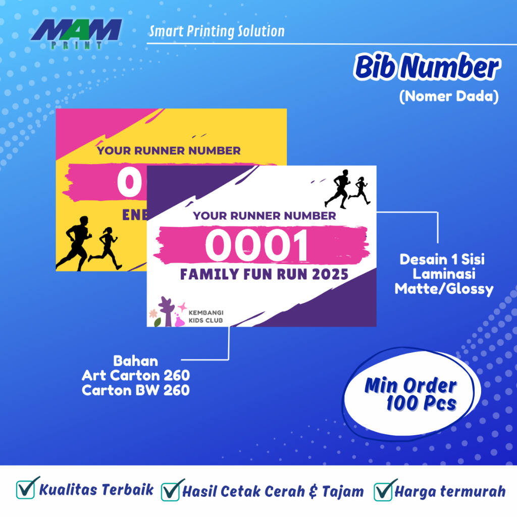Jual Bib Number Lari Min Order 100 PCS / Nomor dada / Nomor Perserta ...