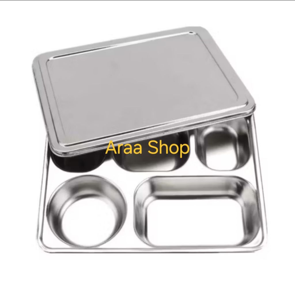 Jual Kotak Makan Ketring Stainless Steel Tutup Stenlis Plastik Sekat 5 ...