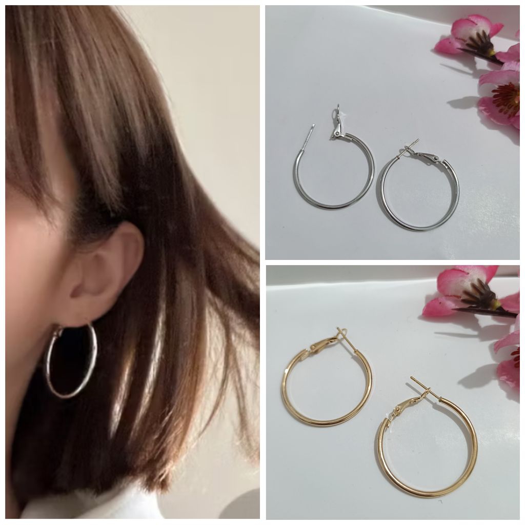 Jual ANTING HOOP BULAT LINGKARAN POLOS ANTING FASHION KOREA | Shopee ...