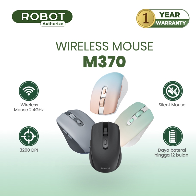 Jual ROBOT Mouse Wireless M370 2.4GHz Silent Klik Optical 3200DPI ...
