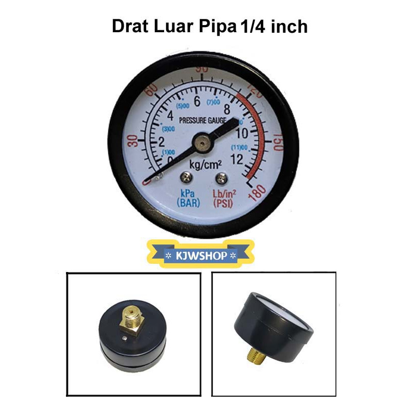 Jual Manometer Drat Tengah Belakang Payung 10 12 Bar Pressure Gauge 10 ...