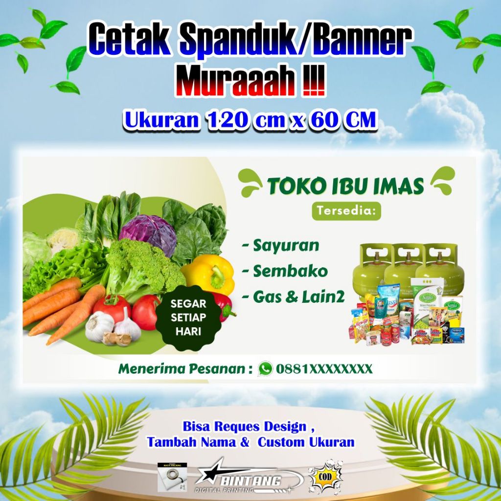 Jual Spanduk Banner Warung Sayur / Spanduk Banner Toko Sembako ...