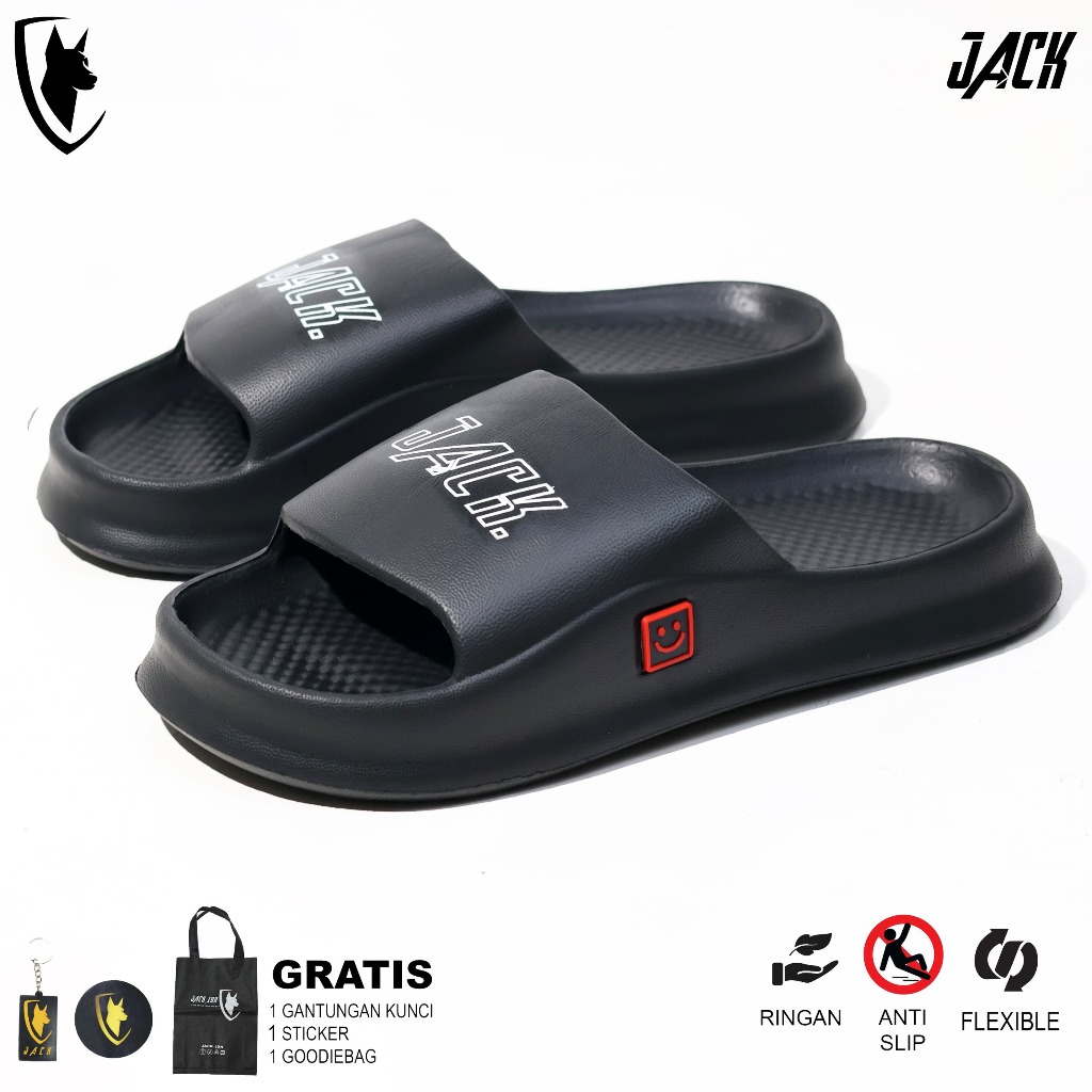 Jual JACK IDN Sandal SLides Pria | SANDAL PRIA TERTA BLACK | Shopee ...