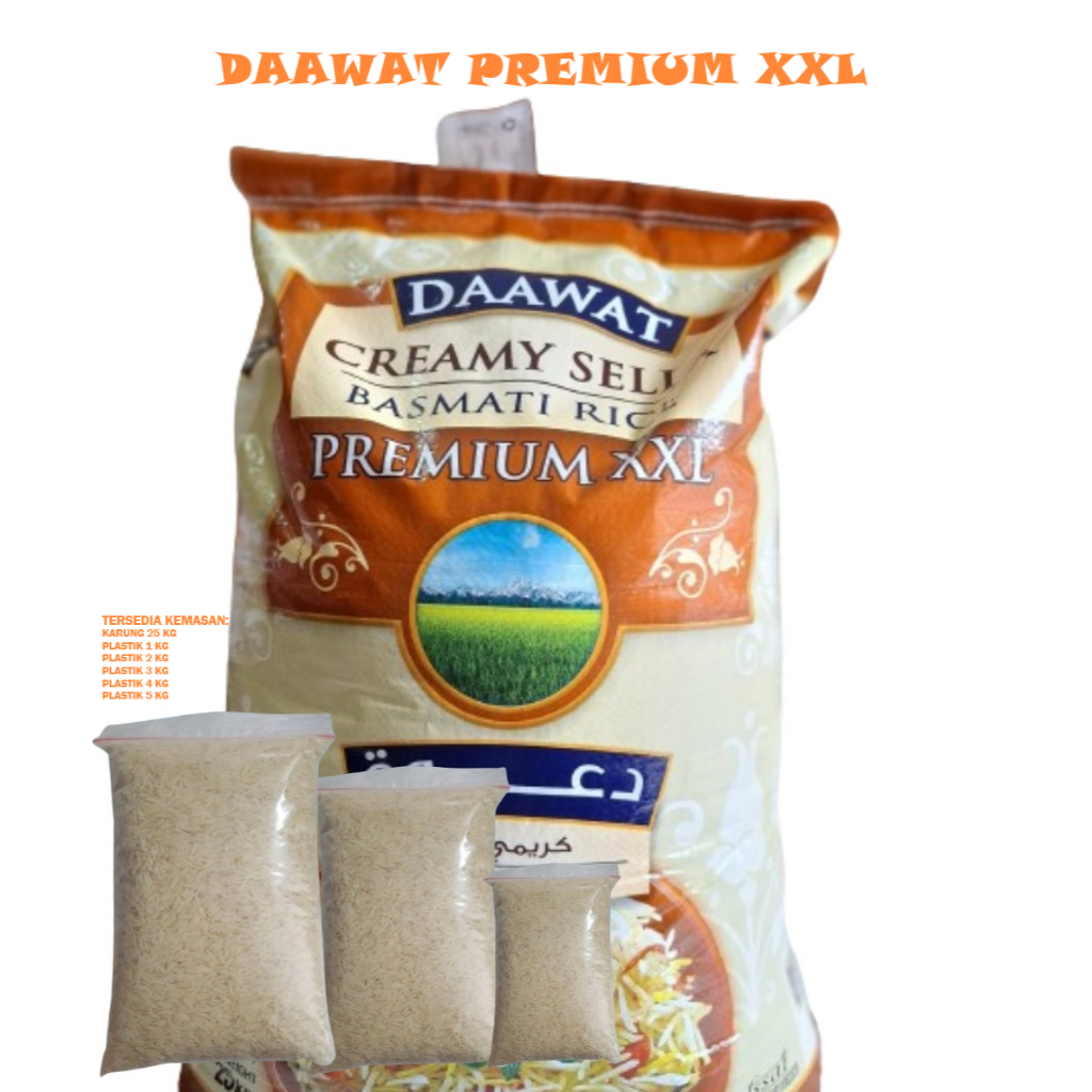 Jual Beras Basmati Daawat Premium xxl Kemasan Repack 5kg Basmati Creamy Sella Rice | Shopee ...