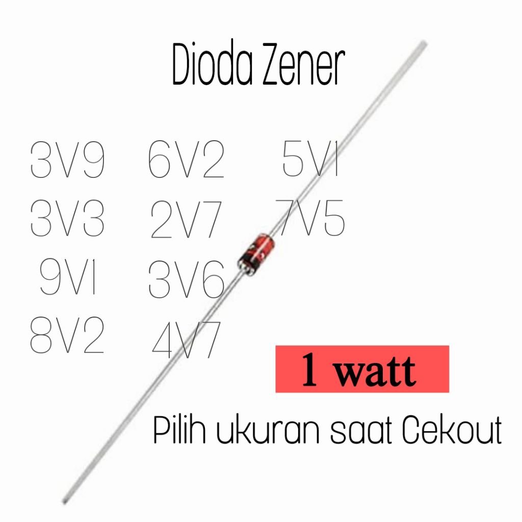 Jual Dioda Zener 1 Watt 3V9 3V3 9V1 8V2 6V2 2V7 3V6 4V7 5V1 7V5 diode ...