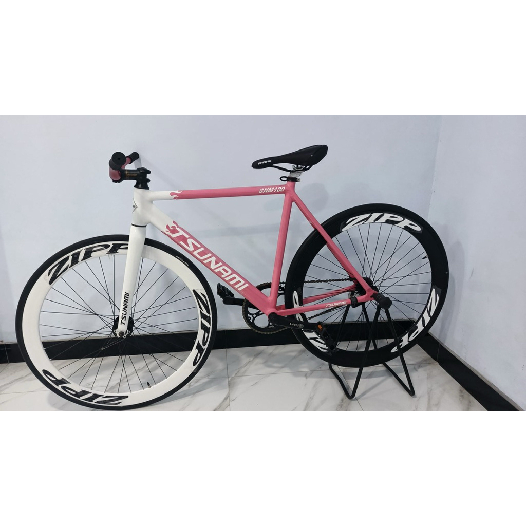 Jual Sepeda Fixie tsunami kombinasi Pink putih stang lurus | Shopee ...