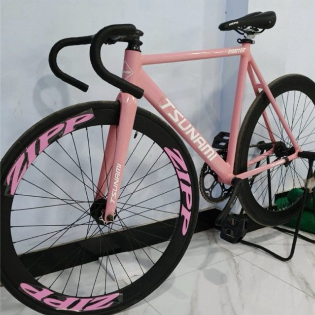 Jual Sepeda Fixie tsunami snm 100 Pink susu velg Pink | Shopee Indonesia
