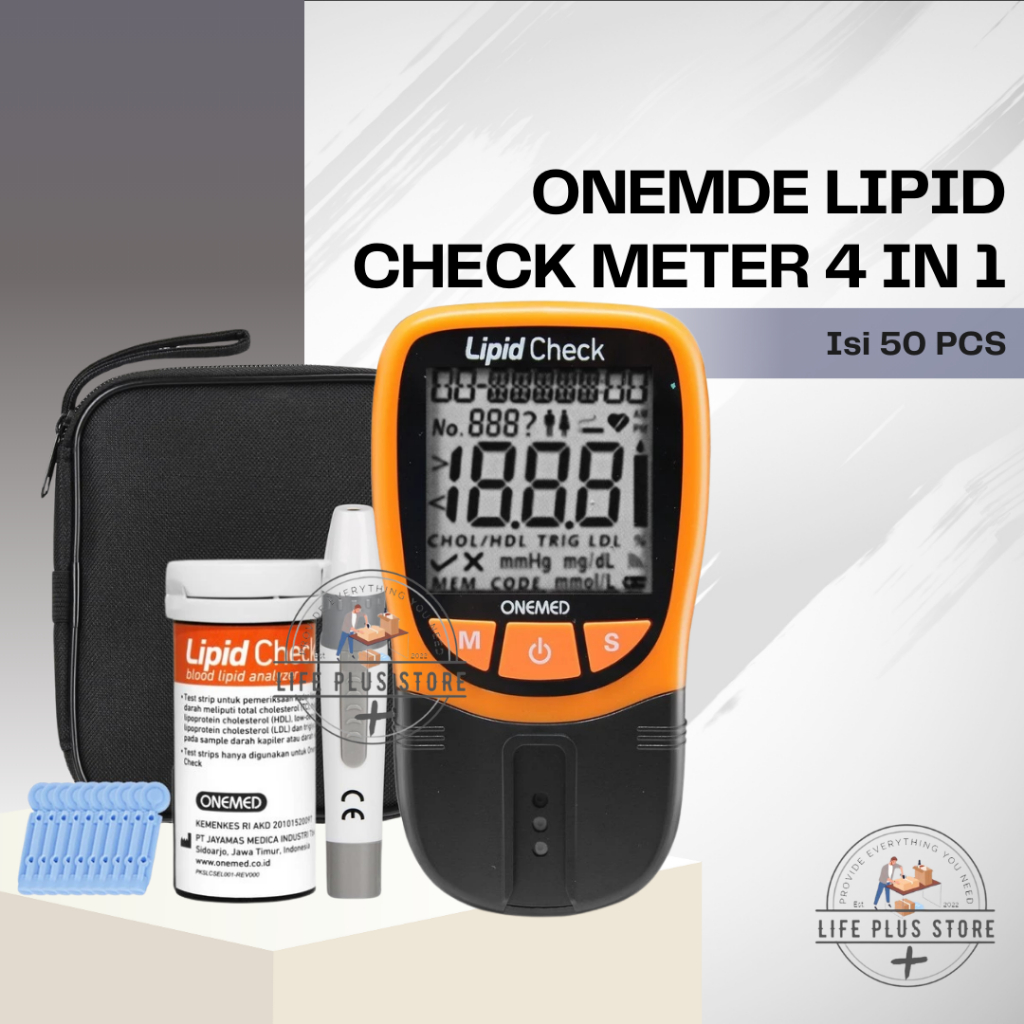 Jual ONEMED Lipid Check Meter + Strip 4 in 1 - Blood Lipid Analyzer ...