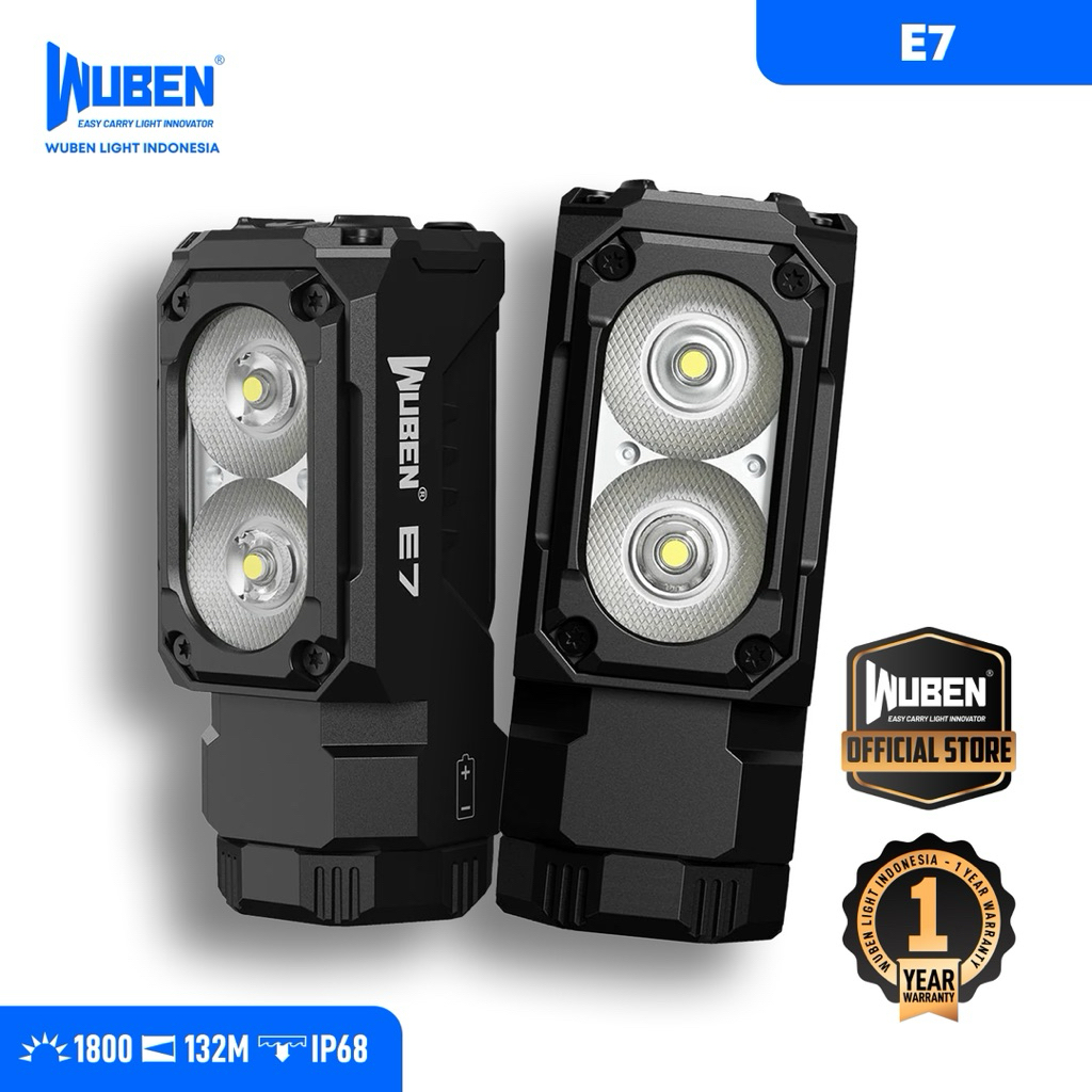 Jual Wuben E7 Multi-functional EDC Flashlight Senter Kepala - 1800 Lumens 132 Meters | Shopee ...
