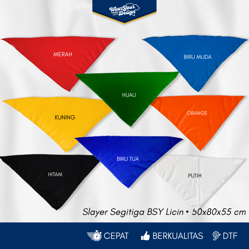 Jual Custom Slayer/Bandana/Syal Segitiga 50x80x55 cm Cocok untuk Umroh ...