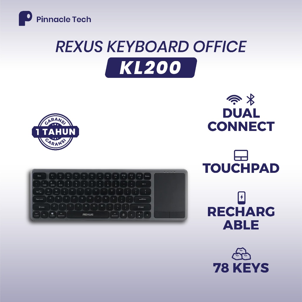 Jual Rexus KL200 Keyboard Hitam – Dual Mode Bluetooth & Wireless ...