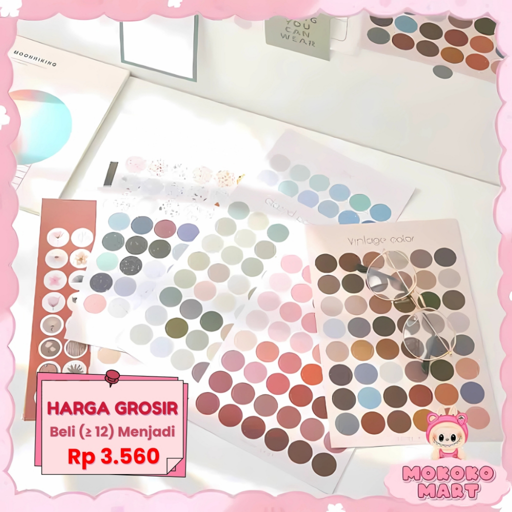 Jual MM Stiker Kertas Dekor MACARON DOTS Aesthetic Paper Sticker ...