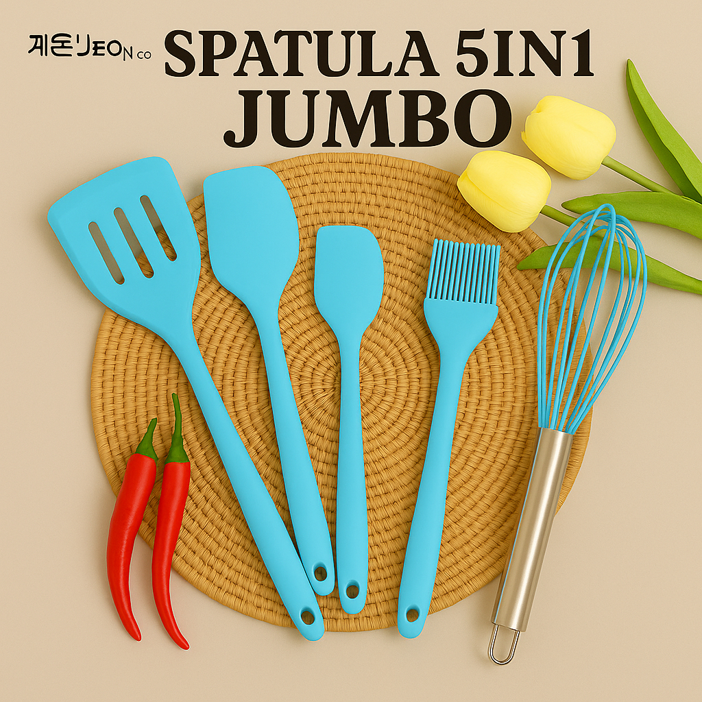 Jual SPATULA SILIKON 5IN1 JUMBO Set Alat Masak Sutil Kocokan Silikon ...