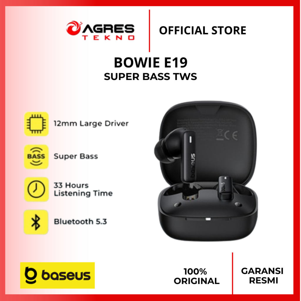Jual Baseus E19 Super Bass TWS ENC True Wireless Earbuds Earphone | Shopee Indonesia