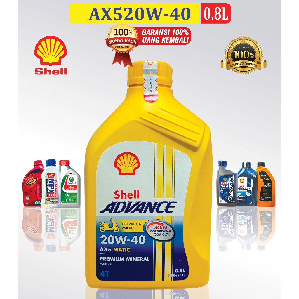 Jual OLI SHELL AX5 20W-40 MATIC0,8 LITER JAMINAN ORIGINAL | Shopee ...