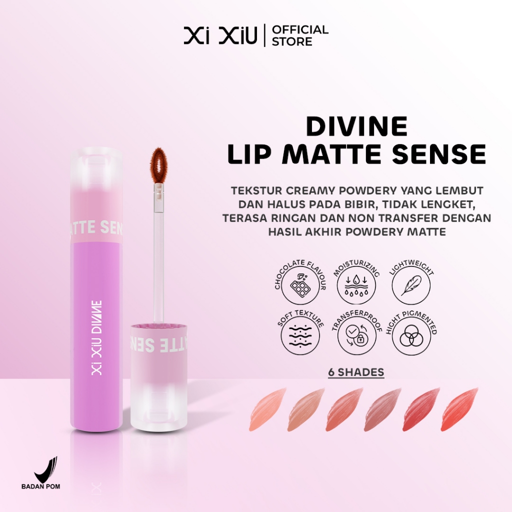 Jual Xi XiU DIVINE LIP MATTE SENSE | Lip Cream Powdery Matte texture ...