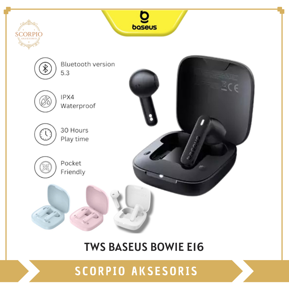 Jual TWS Baseus Bowie E16 | Earbuds Bluetooth 5.3 Waterproof IPX4 ...