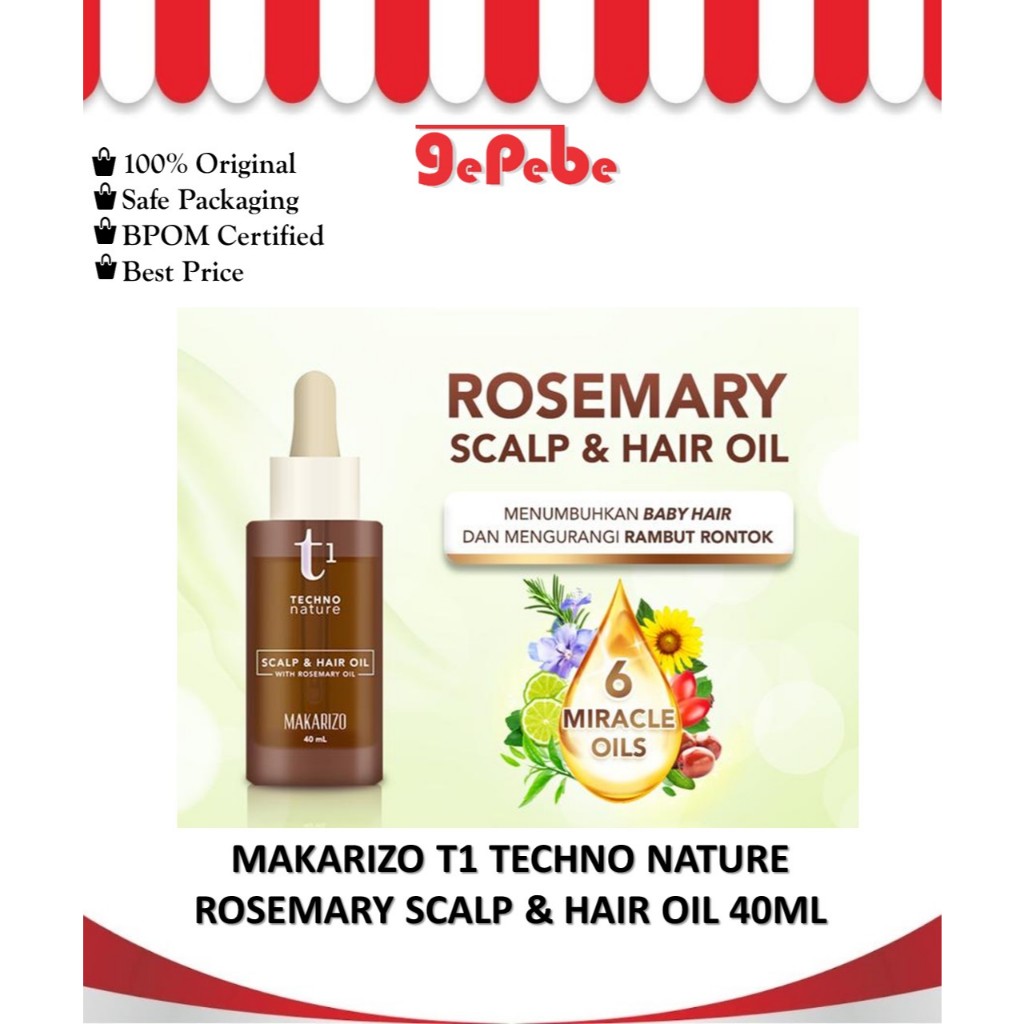 Jual Makarizo T1 Techno Nature Rosemary Scalp & Hair Oil 40mL - Anti Hair Loss Rosemary Oil ...