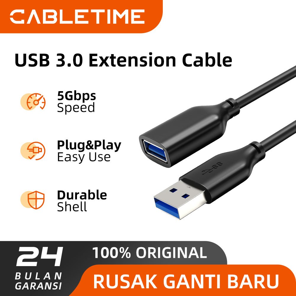 Jual CABLETIME Kabel USB Extension Perpanjangan 3.0 High Speed Data ...