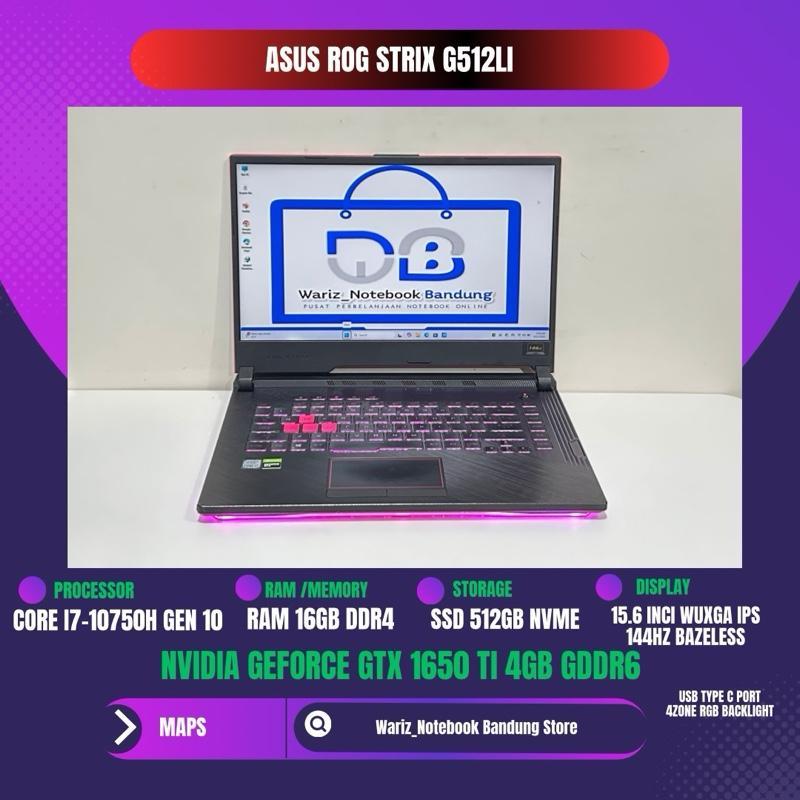Jual ASUS ROG STRIX G15 G512LI CORE I7-10750H NVIDIA GTX 1650 Ti RAM ...