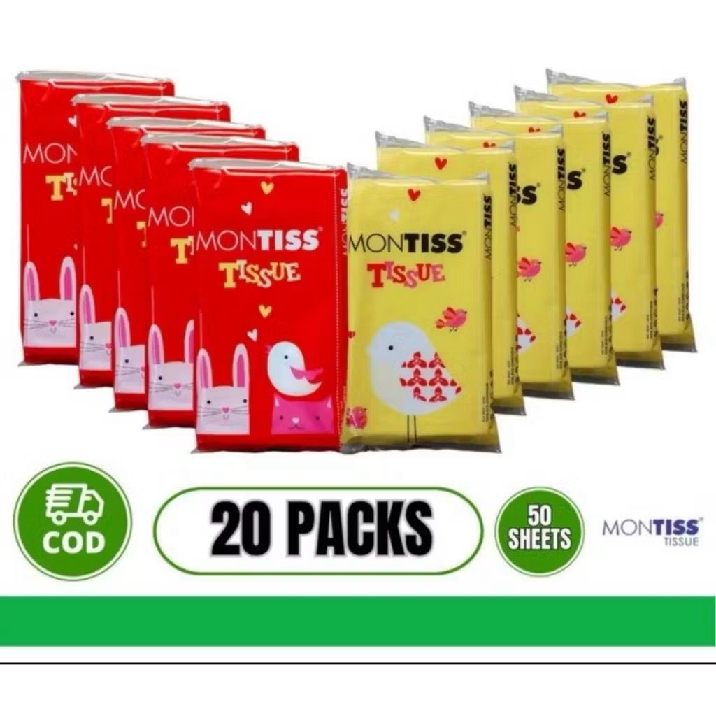 Jual PAKET 20 PACKS Montiss Tissue Travelpack 50 Sheets 2 Ply Facial ...