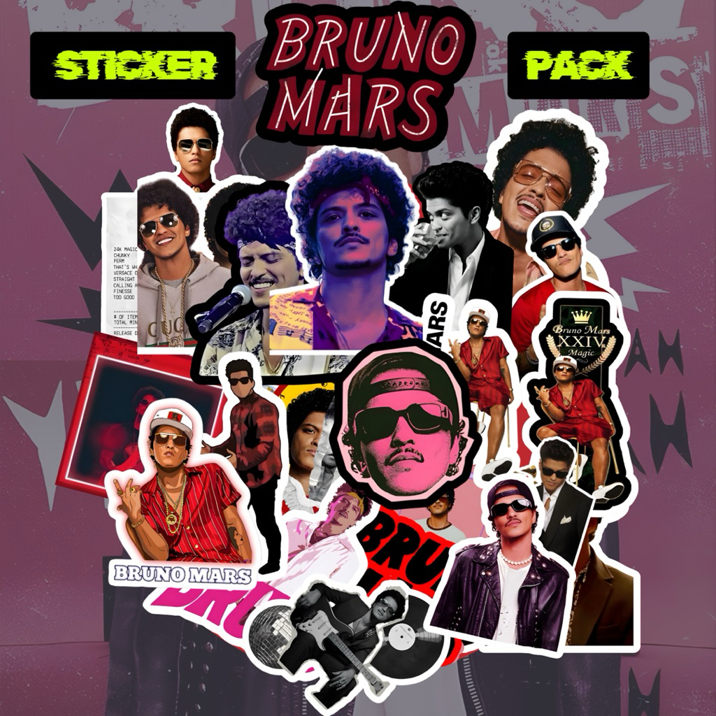 Jual Fragsky 20&25 Pcs Sticker Spesial Series Bruno Mars Artist Pack ...